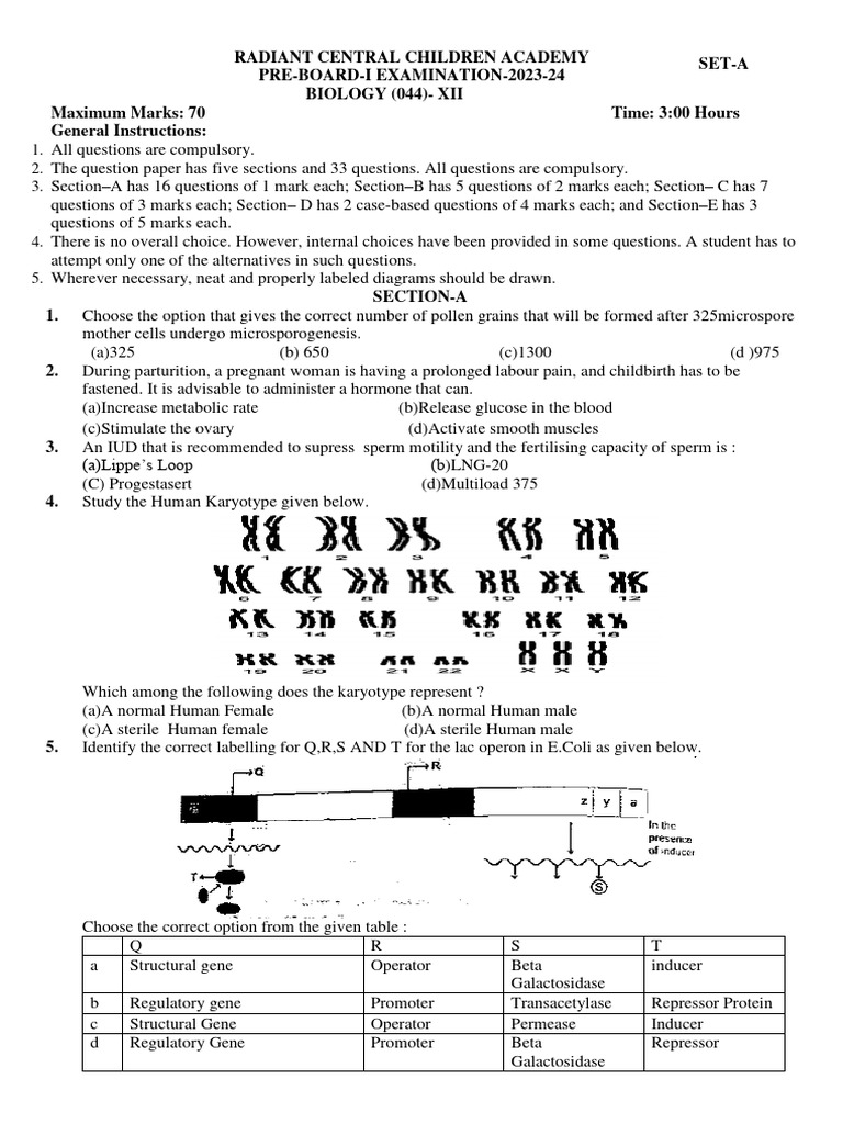 Preboard 1 Bio Set A | PDF | Operon | Vaccines