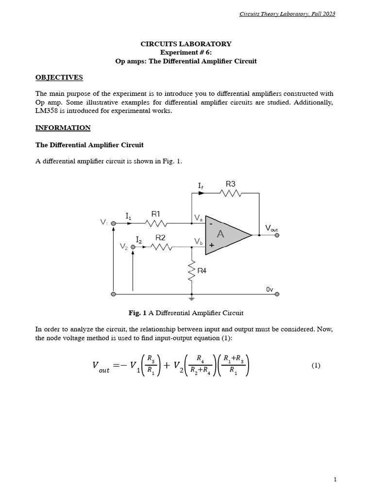 Circuits Experiment 6 | PDF | Amplifier | Operational Amplifier