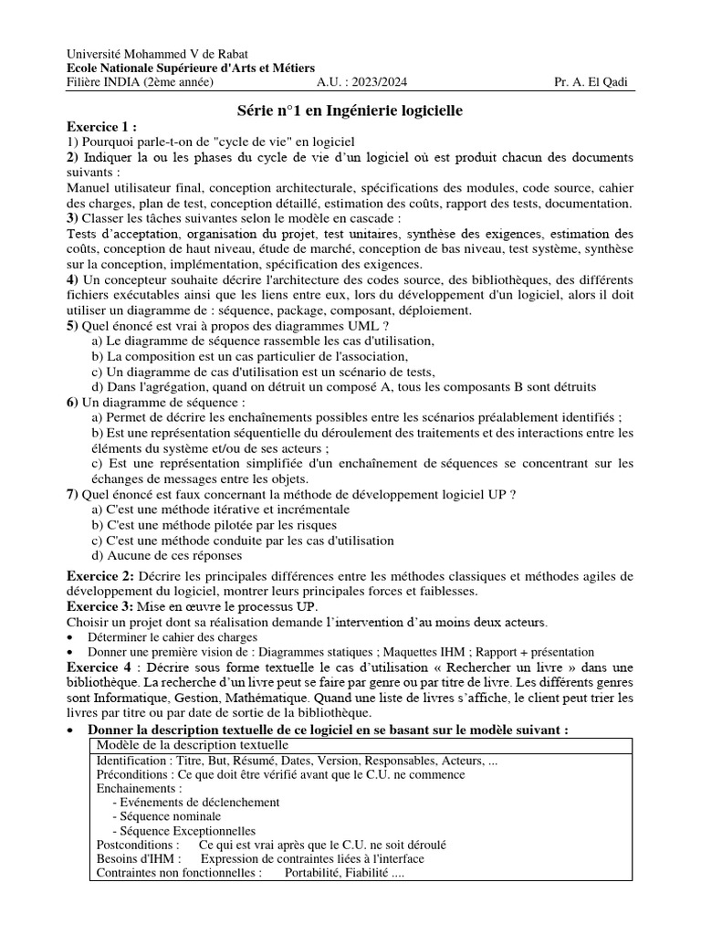 TD1 GL India 2023 | PDF | Cas d'utilisation | Développement de logiciel