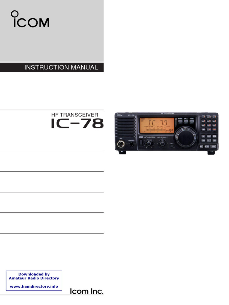 IC-78 User | PDF | Power Supply | Direct Current