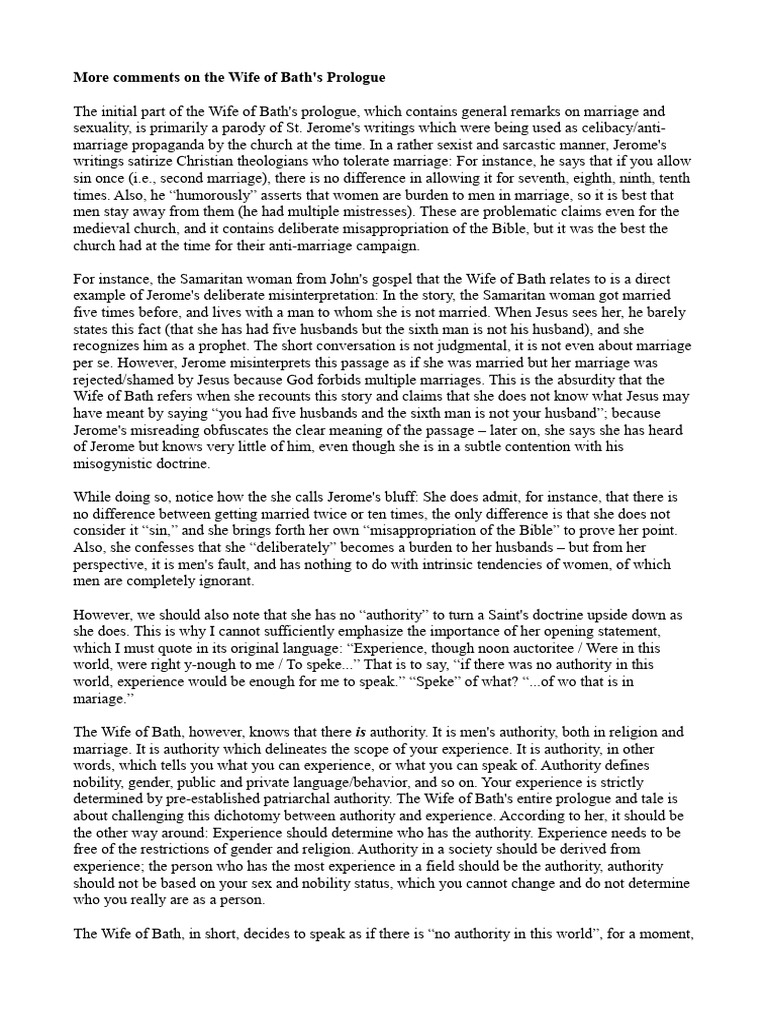 The Wife of Bath Notes | PDF | Philosophy