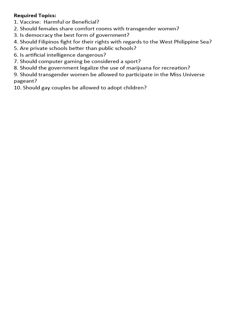 Debating Controversial Social Issues | PDF