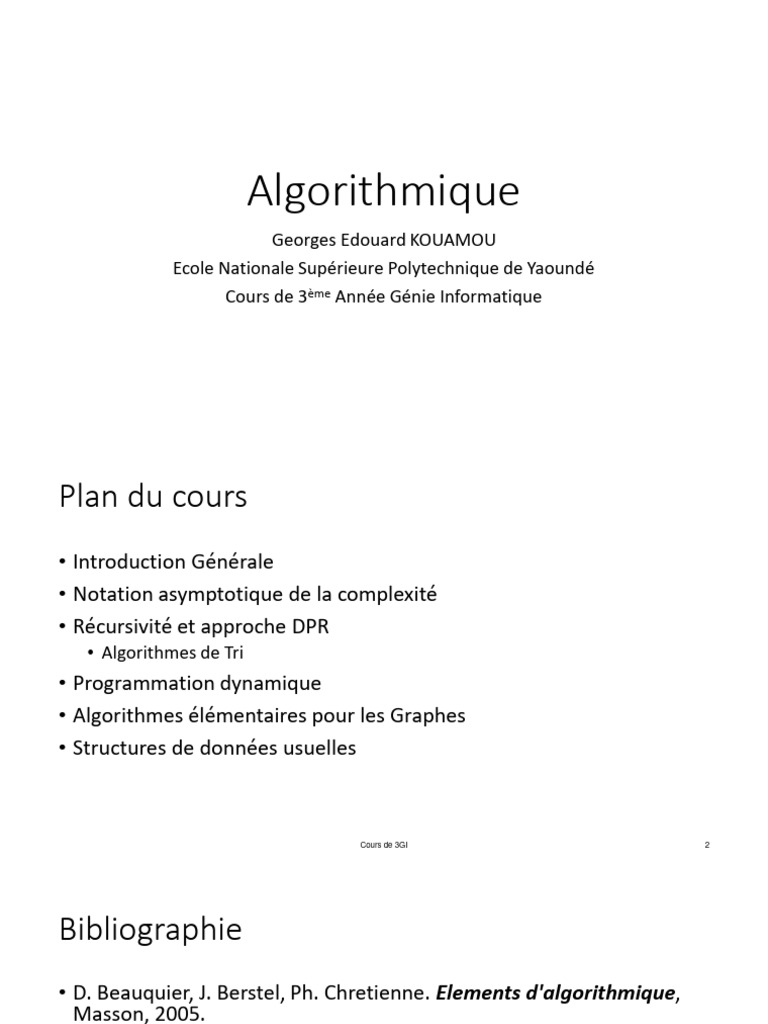 Introduction à l'Algorithmique et Complexité | PDF | Programmation ...