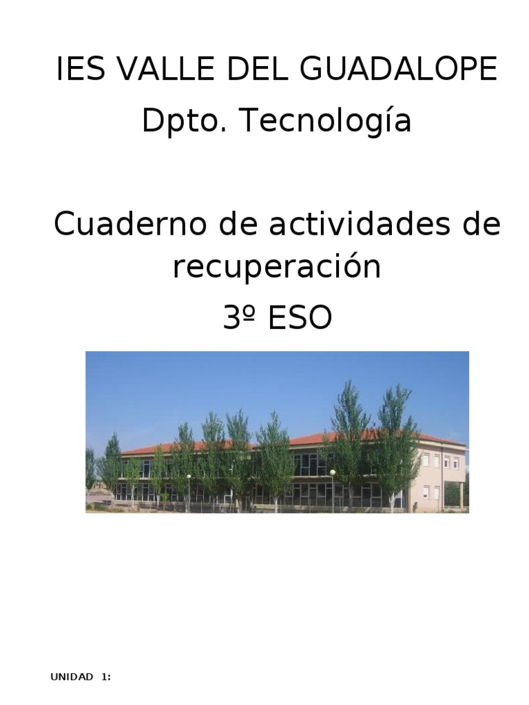 Cuaderno de Recuperación 3º Eso | PDF | Engranaje | Corriente eléctrica