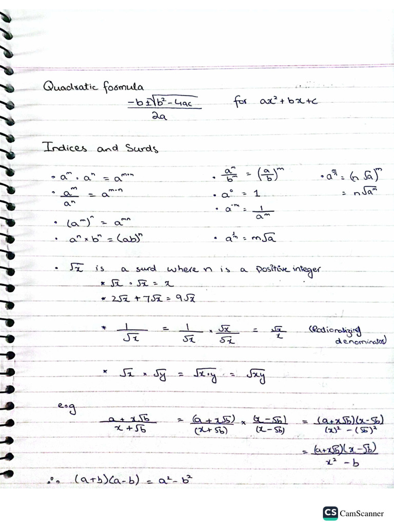 ADD MATHS 4037 O Level Notes | PDF