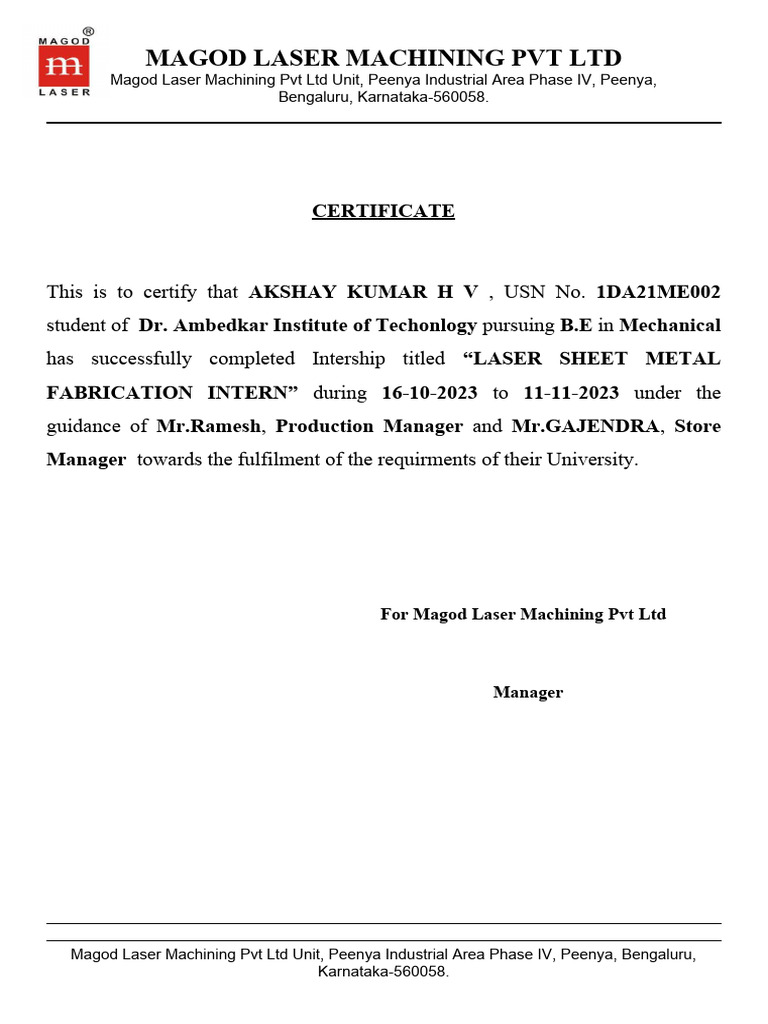 1.magod Laser Machining PVT LTD | PDF