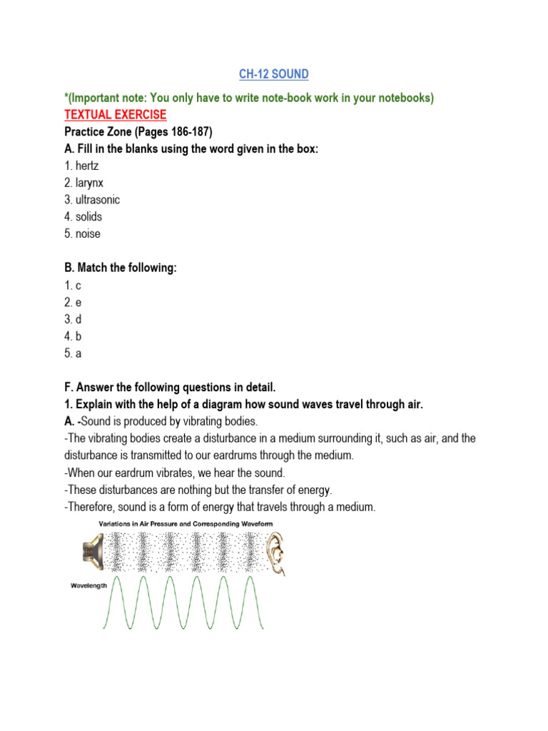 Class 8 Sound Chapter Notes | PDF | Sound | Wavelength