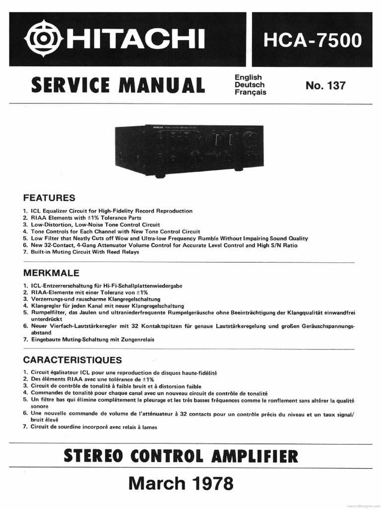 Hfe Hitachi Hca-7500 Service en de FR | PDF
