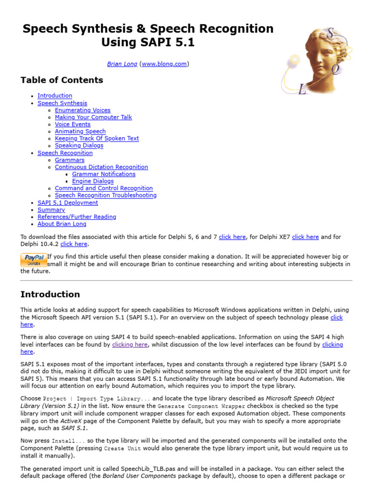 Speech Synthesis & Speech Recognition Using SAPI 5.1 | PDF | Library (Computing) | Software ...