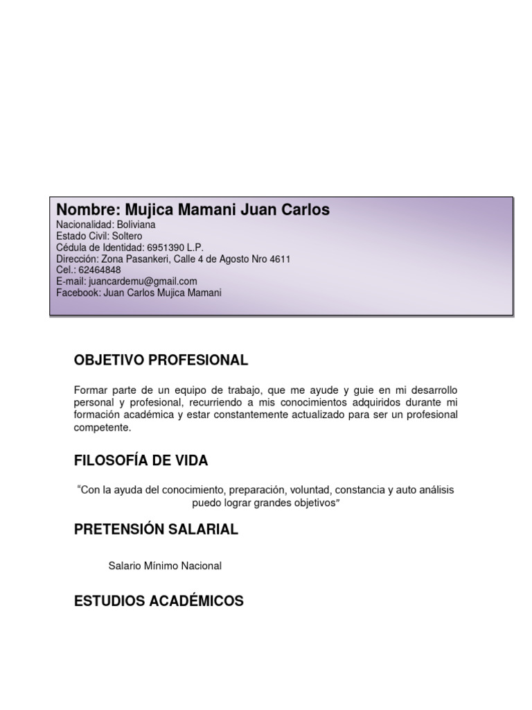 Curriculum-Vitae Juan Mujica PRO-1 | PDF | Universidad