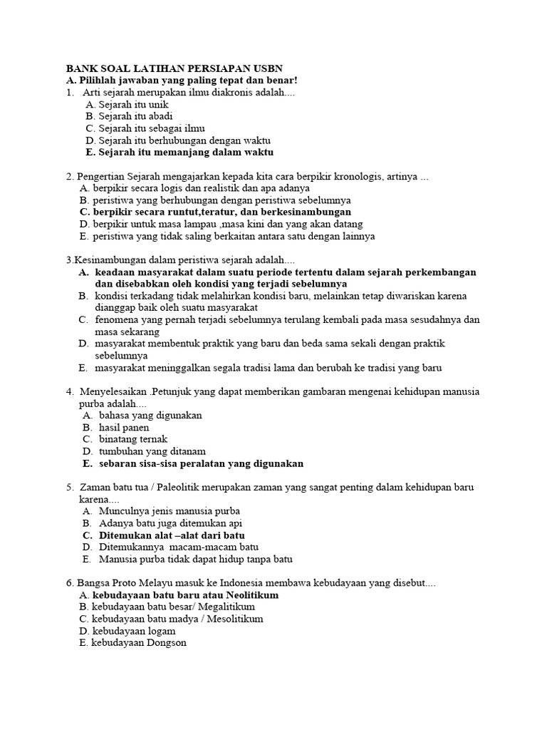 Bank Soal Prov Persiapan Usbn | PDF | Perjalanan