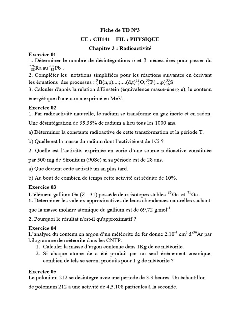 Fiche de TD N3 | PDF