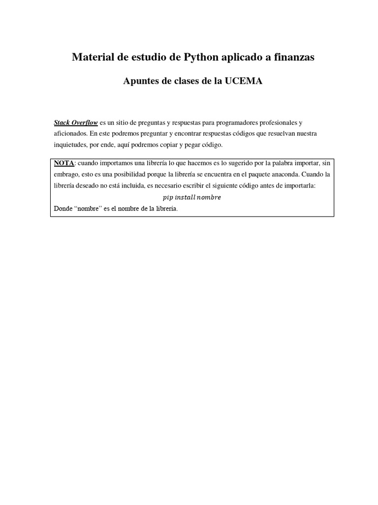 Material de Estudio Intermedio - Python UCEMA - Versión de Preliminar | PDF