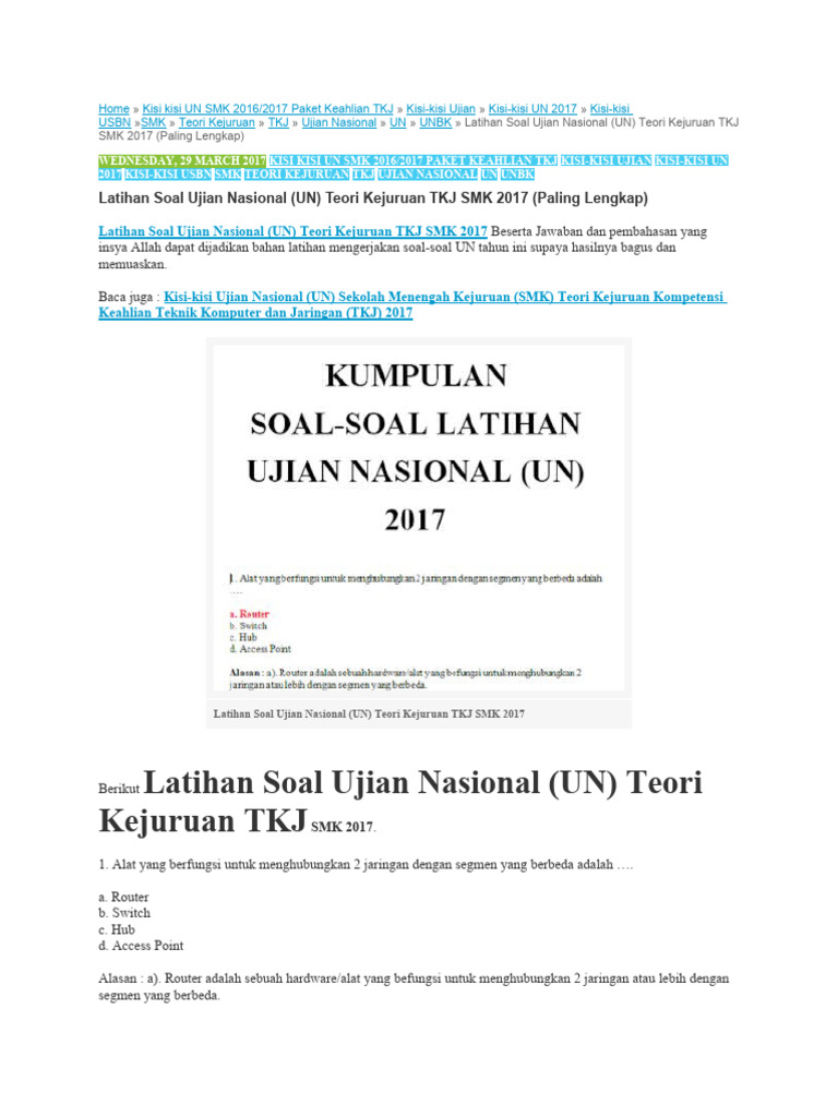 Latihan Soal TKJ | PDF