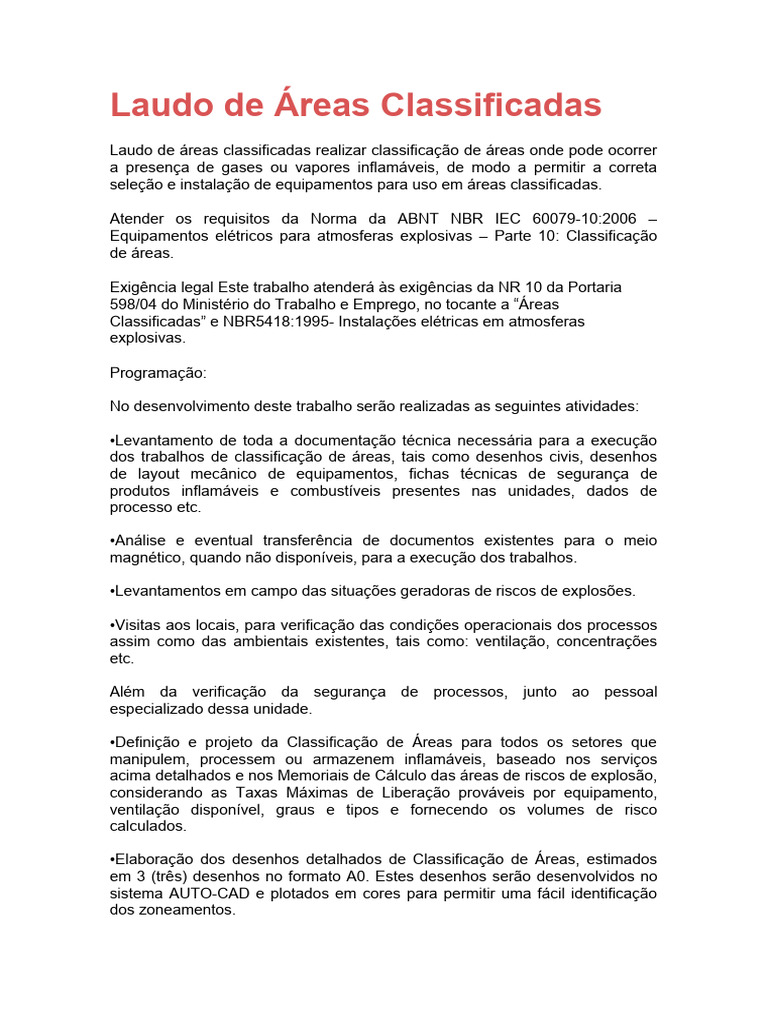 1 - Laudo de Áreas Classificadas | PDF | Ciencia y matemáticas