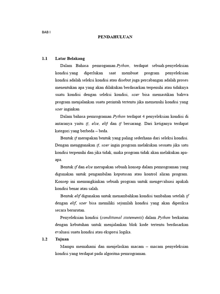 Panduan Penyeleksian Kondisi Python | PDF