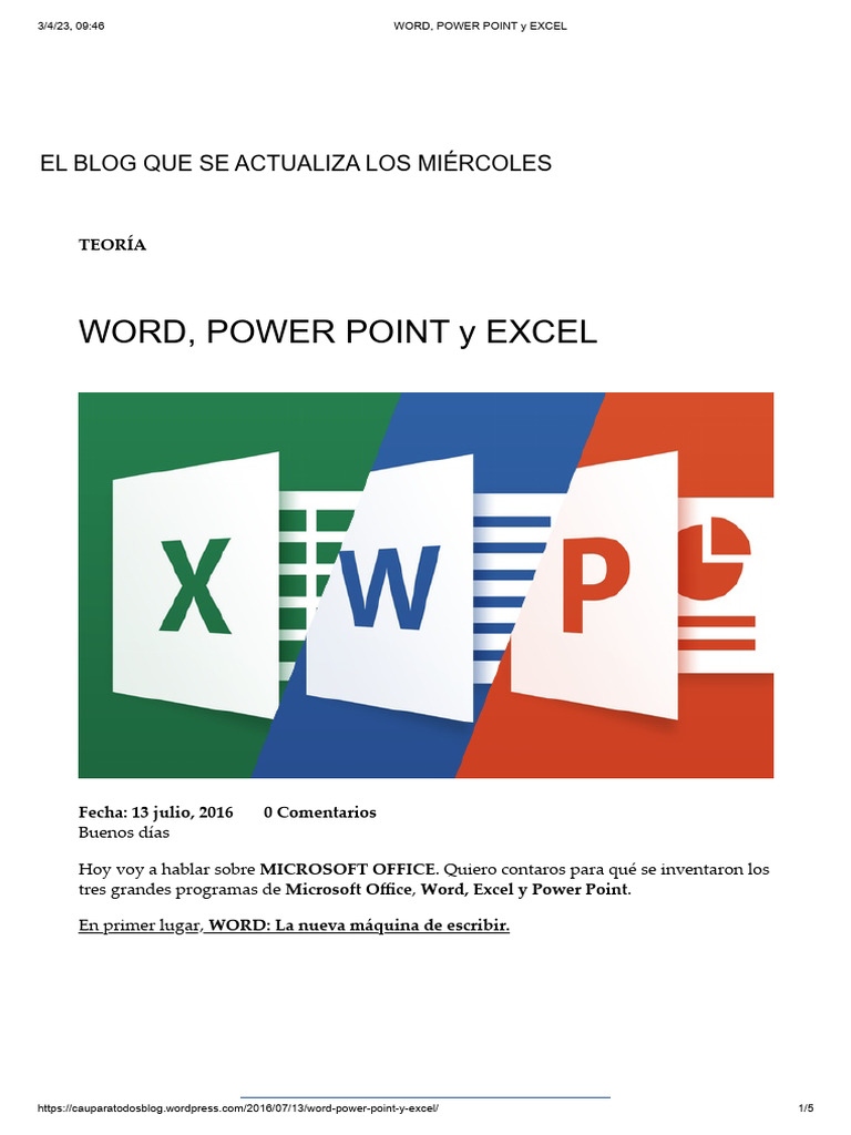WORD, POWER POINT y EXCEL | PDF