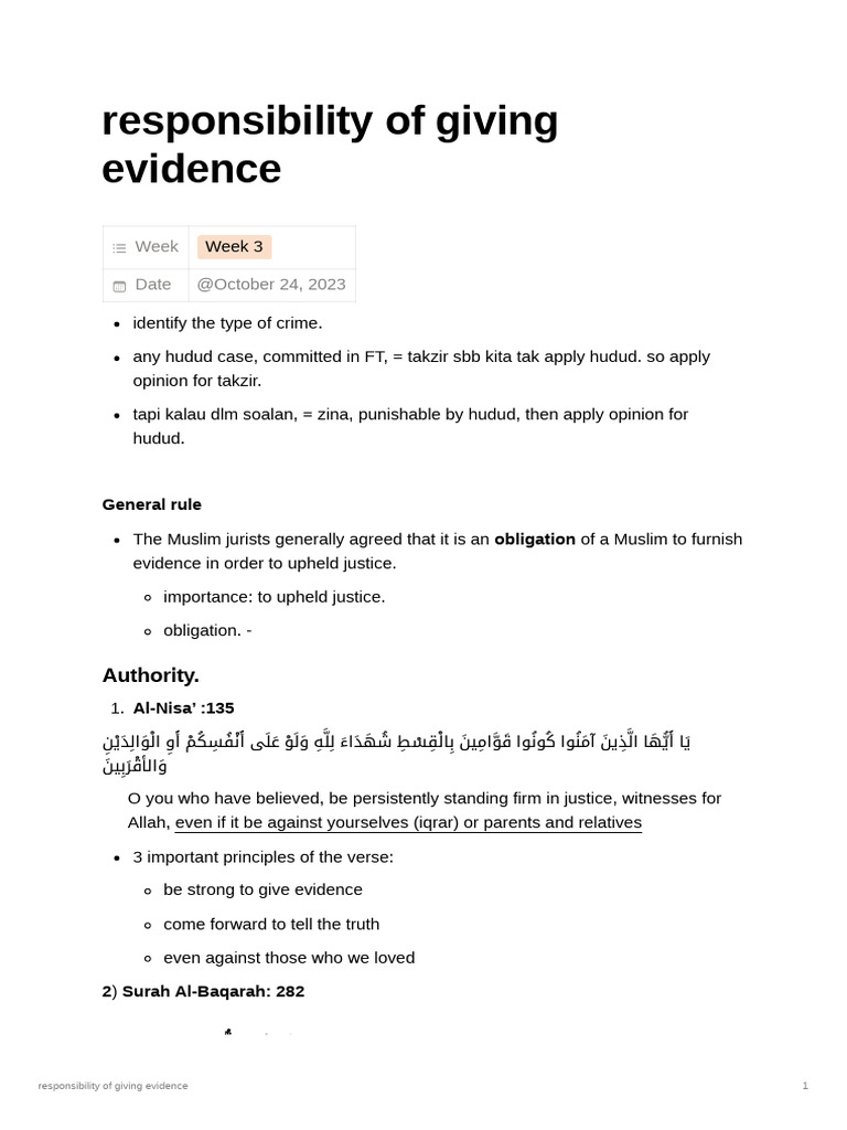 Responsibility of Giving Evidence | Download Free PDF | Criminal ...