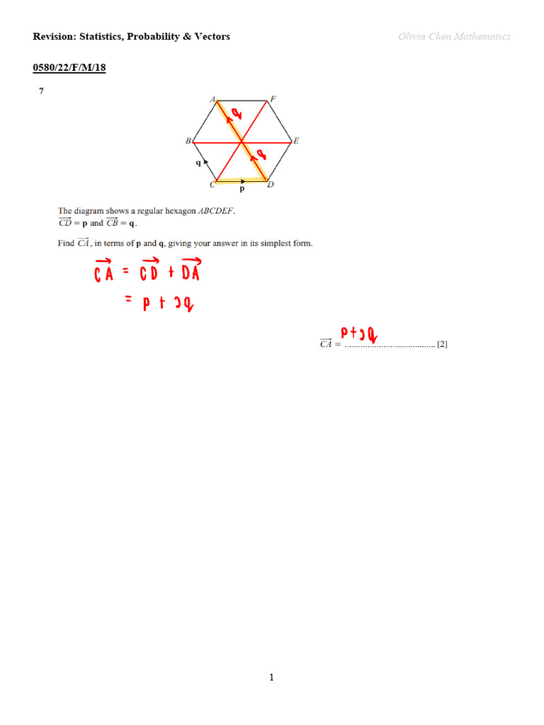 Revision - Statistics, Probability, Vectors (Answers) | PDF | Probability And Statistics | Science