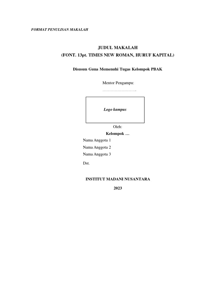 Template Penulisan Makalah | PDF