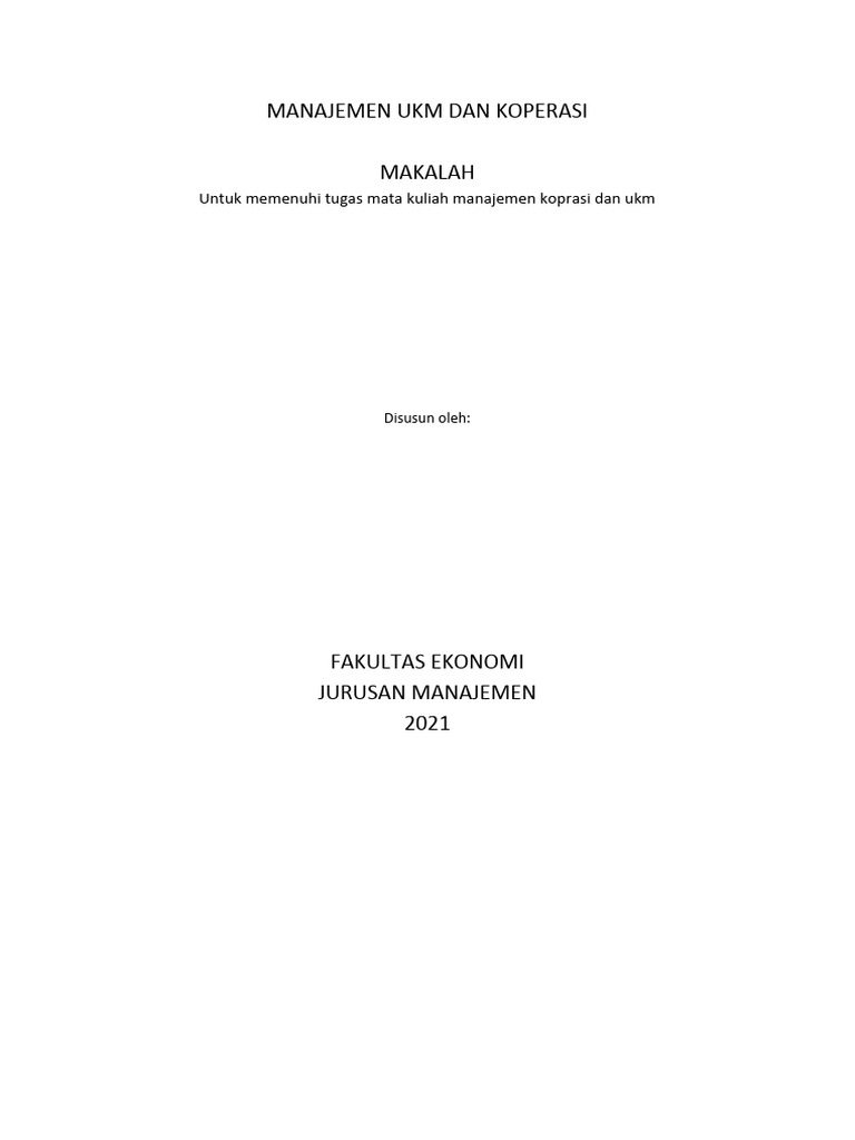 Manajemen Ukm Dan Koperasi | PDF | Karier & Perkembangan | Sains & Matematika