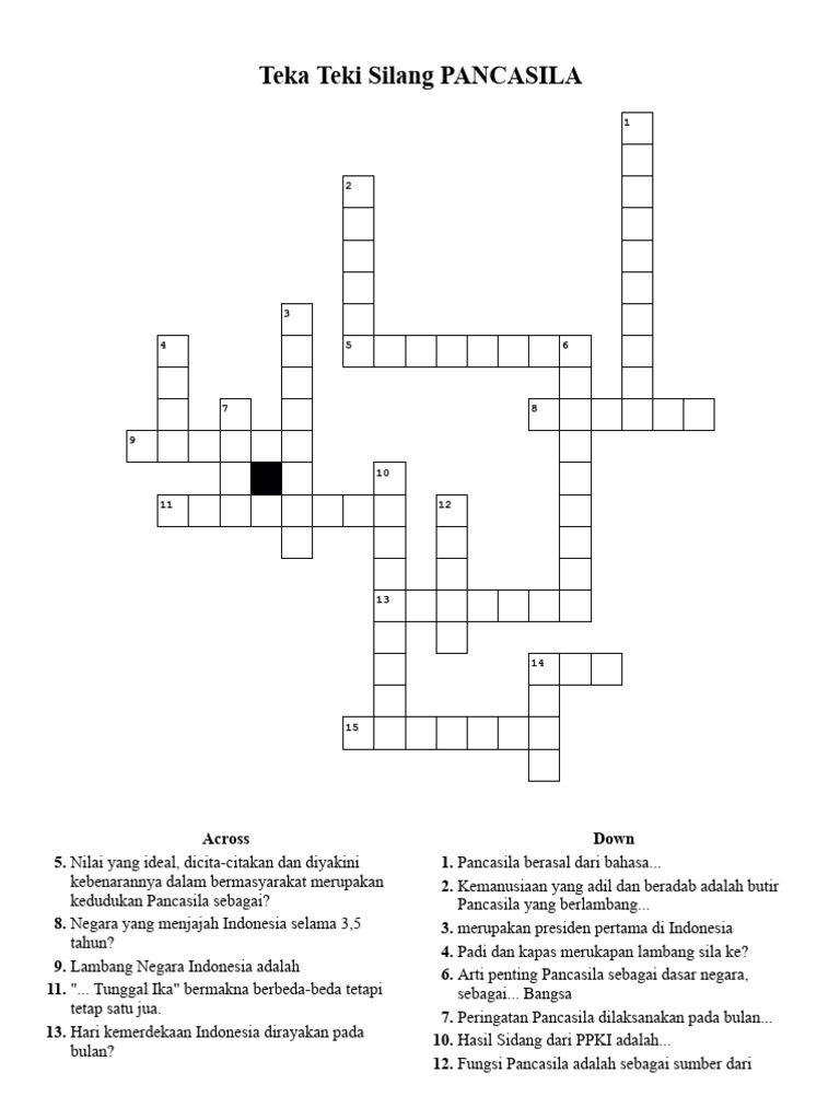 Teka Teki Silang Pancasila 8 | PDF