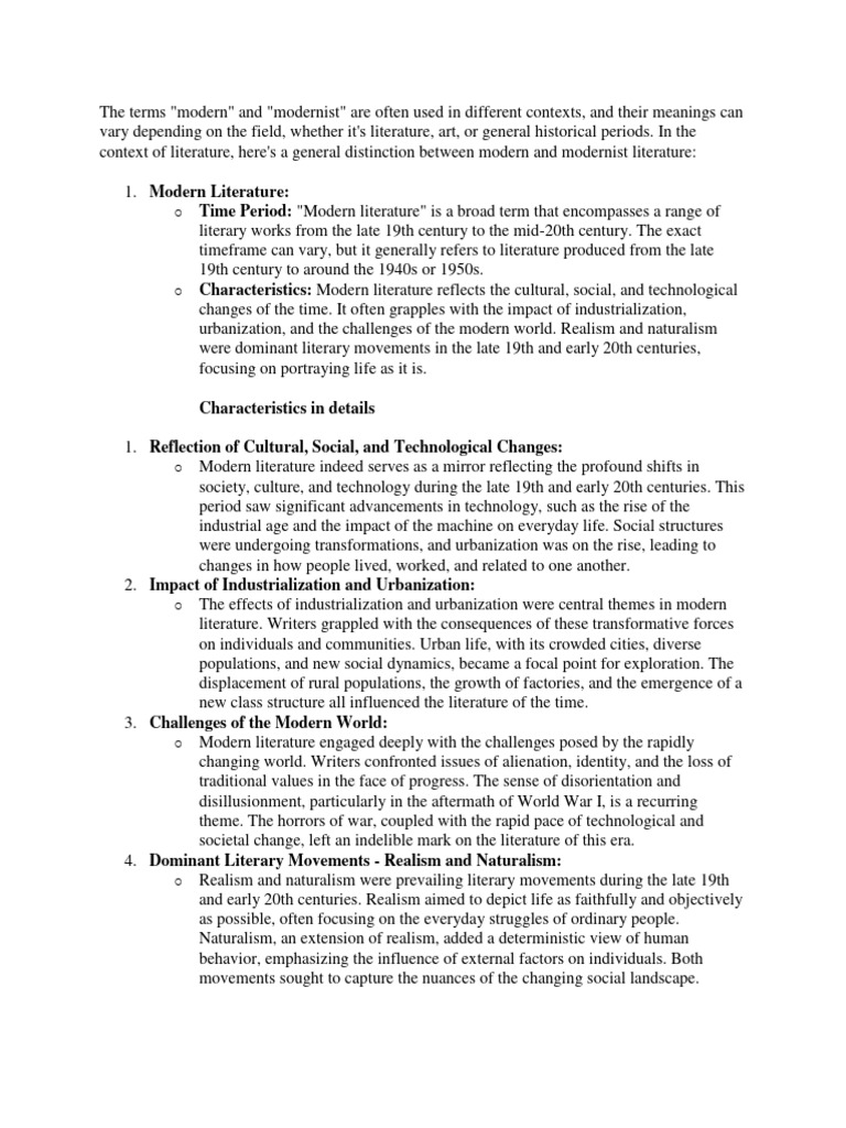 Characteristics of Modernist Poetry | PDF | General Fiction