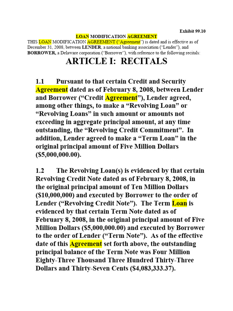 Loan Modification Agreement 2 | PDF | Loans | Credit