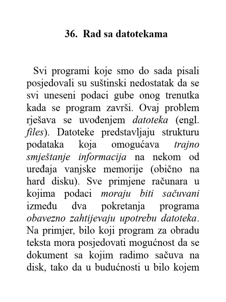 Rad Sa Datotekama | PDF