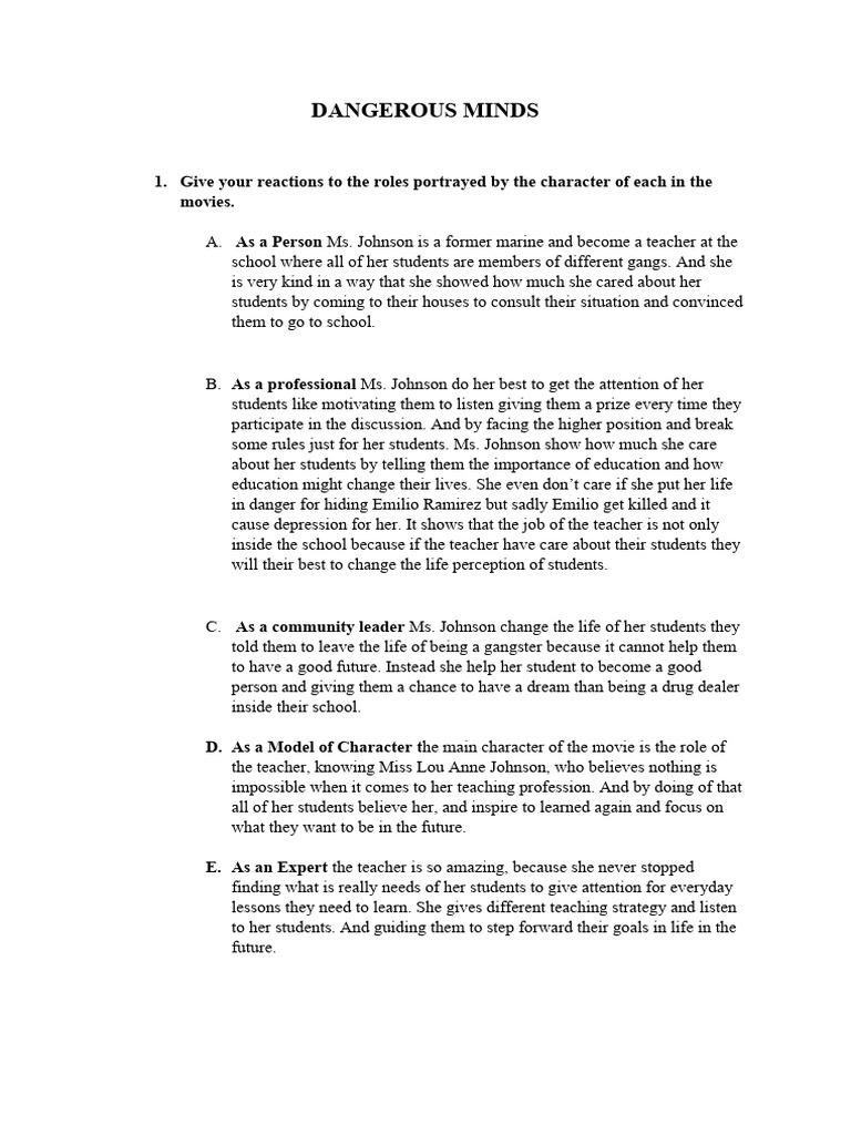 Dangerous Minds | PDF | Teachers | Mentorship