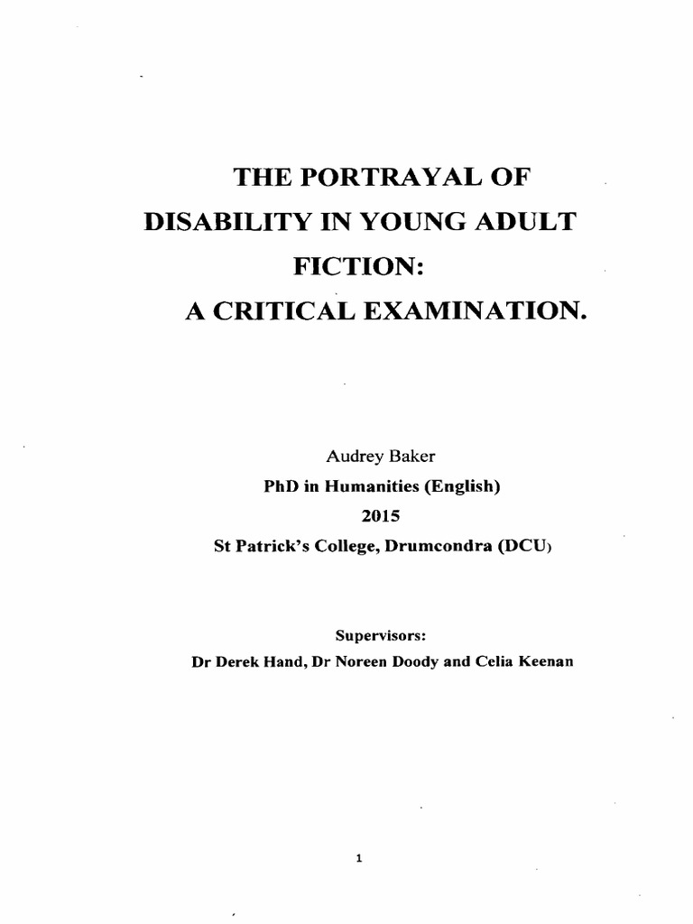 Disability in Young Adult Fiction Analysis | PDF