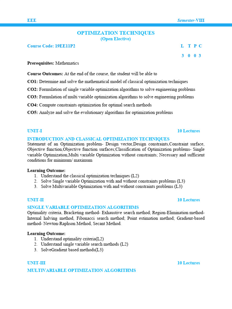Optimization Techniques | PDF