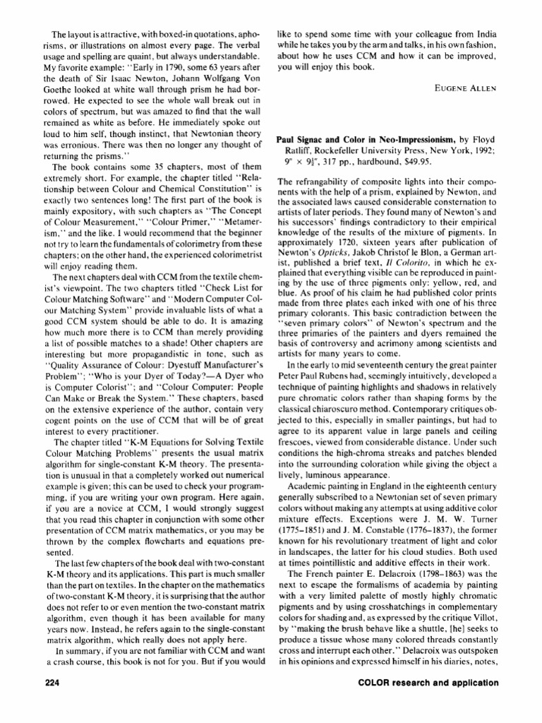 Paul Signac and Color in Neo-Impressionism | PDF | Color | Vision