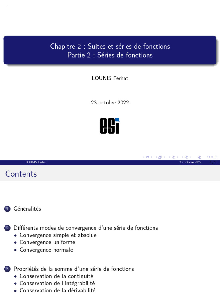 Ch02 p2 Series de Fonctions. ESI | PDF