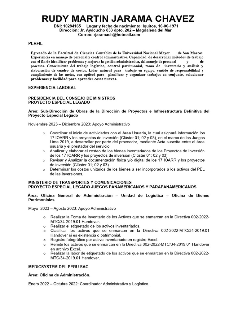 CV Actual Rudy | PDF | Contabilidad | Business
