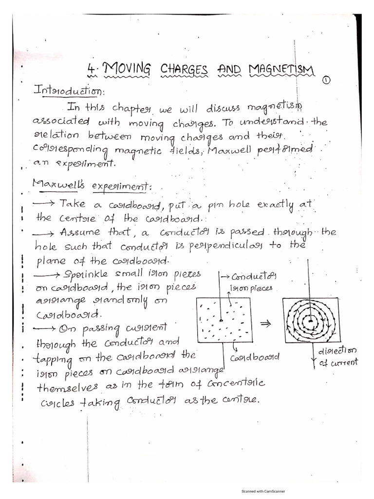 Moving Charges and Magnetism Study Material | PDF