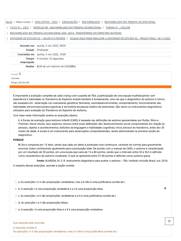 Prova 2 Autismo | PDF