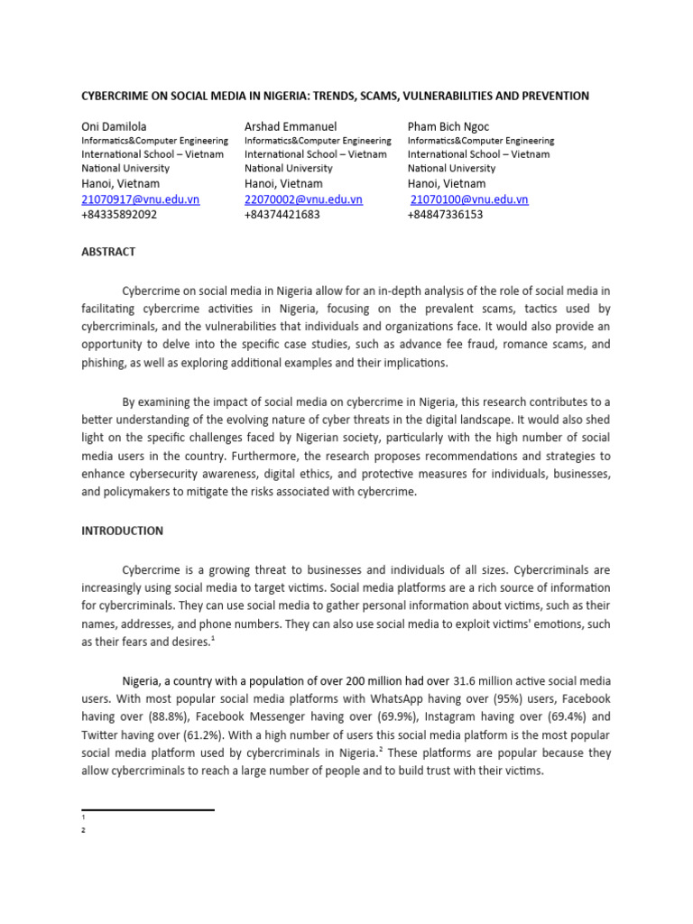 Cybercrime On Social Media in Nigeria | PDF | Cybercrime | Authentication