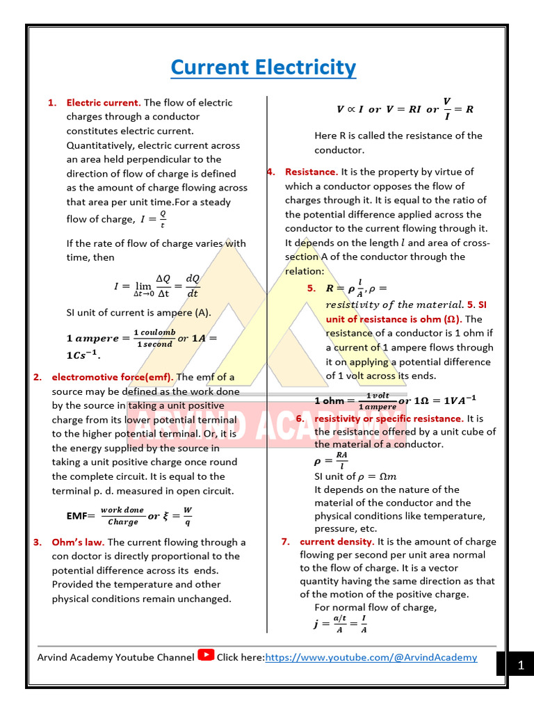 Chap 3 Current Electricity | PDF