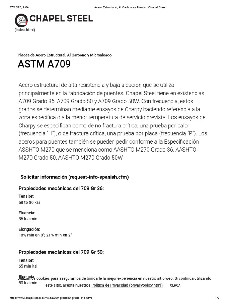 Acero Estructural, Al Carbono y Aleado - Chapel Steel | PDF