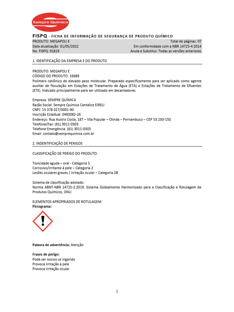 FISPQ Megapoli E - 048 22 | PDF