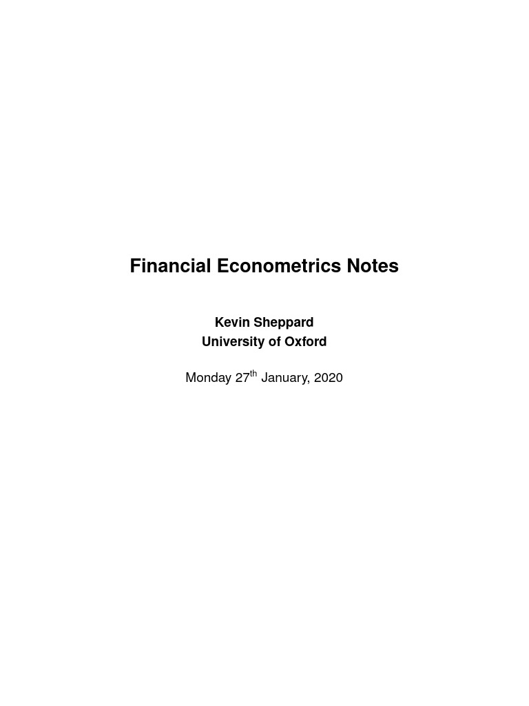Financial Econometrics Notes | PDF Financial Econometrics Notes | PDF