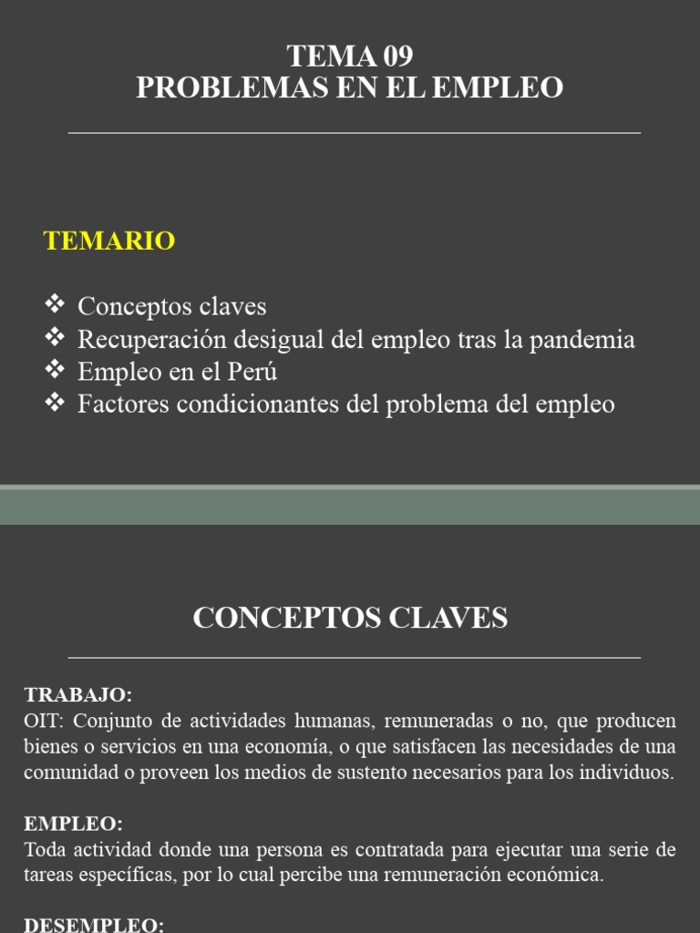 TEMA 09 Problemas en El Empleo | PDF | Desempleo | Economía laboral