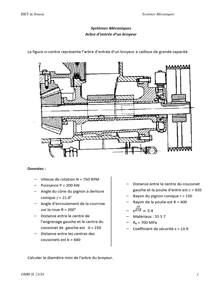 TD - Arbre Entrée Broyeur | PDF