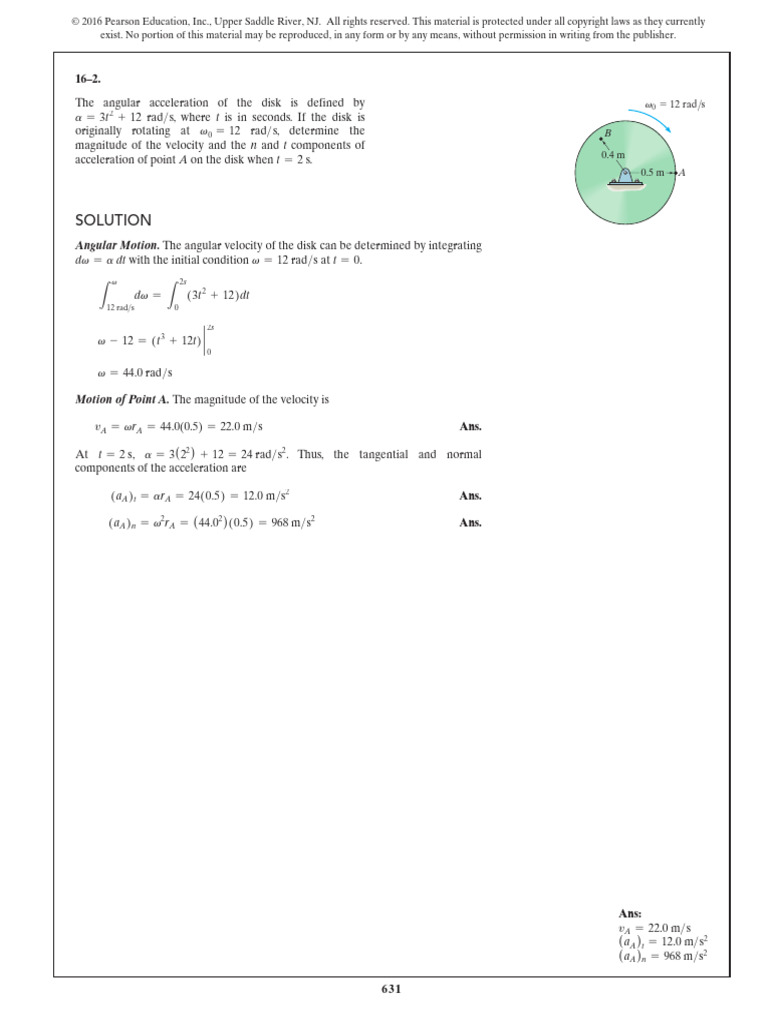 Solution: Angular Motion. The Angular Velocity of The Disk Can Be ...