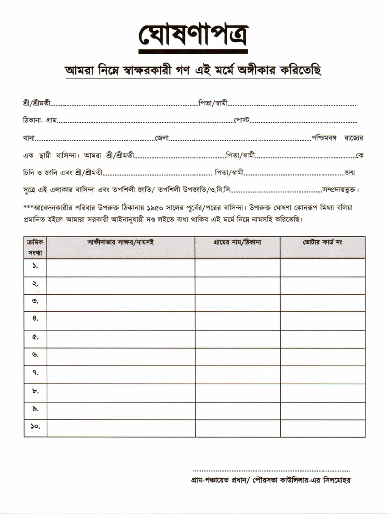 Public Declaration For Sc St Obc Pdf