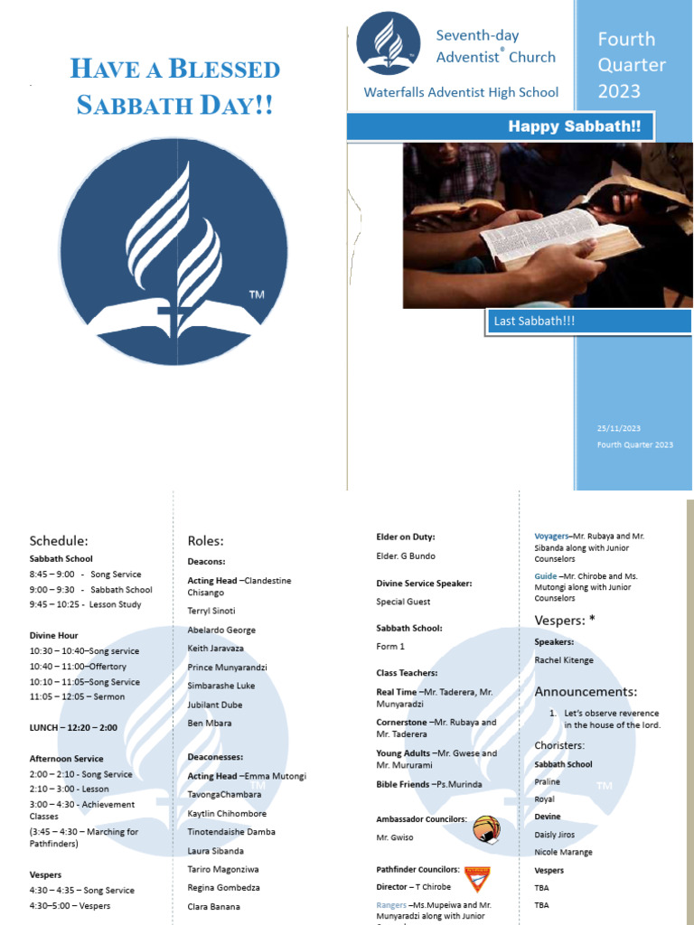 Last Sabbath Bulletin | PDF | Seventh Day Adventist Church ...