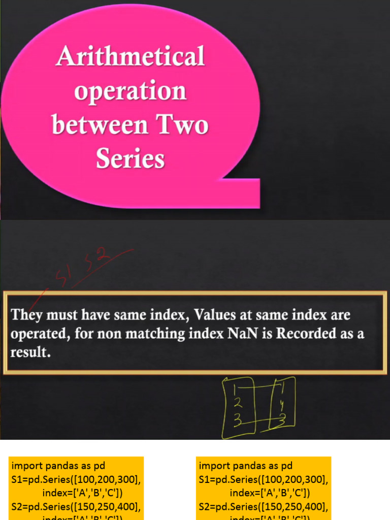 8 - Pandas Series - Arithmetical Operations in Series - Data Handling Using Pandas | PDF ...