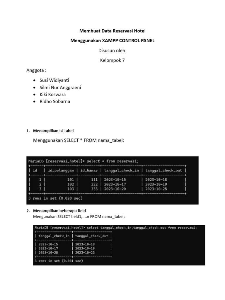 Membuat Data Reservasi Hotel Dengan Tambahan | PDF