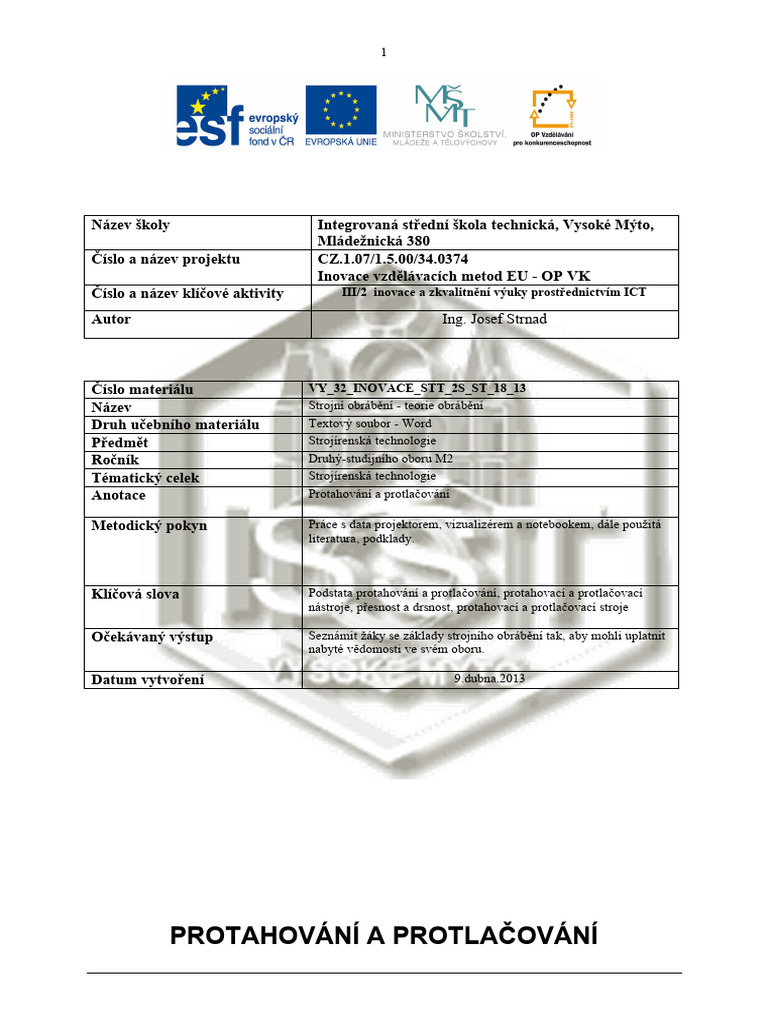 Protahovani A Protlacovani | PDF